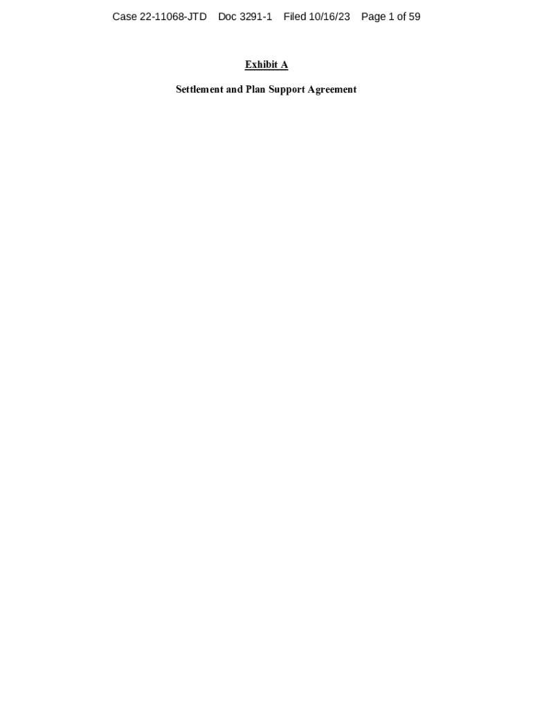 Fillable Online Exhibit A Settlement and Plan Support Agreement Case 22 ...