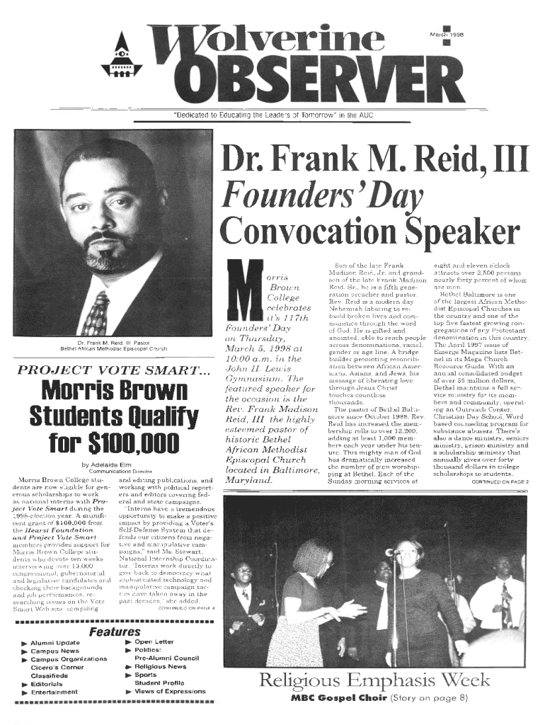Fillable Online Dr. Frank Madison Reid III is the pastor of historic ...