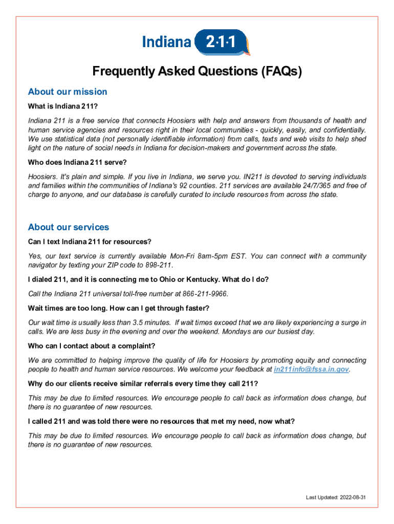 Fillable Online What's New with 211?United Way of South Central Indiana ...