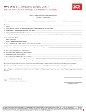 Fillable Online Download hdfc-ergo Machinery-Breakdown claim-form Fax ...