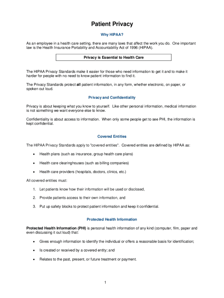 Fillable Online HIPAA Laws for Employees: Ensuring Workplace Privacy ...