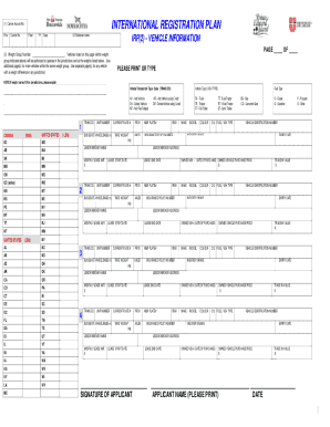 Fillable Online International Registration Plan IRP(2) - Vehicle ...