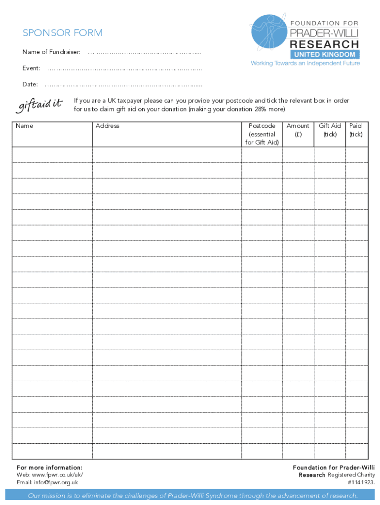 Fillable Online sponsorship - form - Race for Life - Cancer Research UK ...