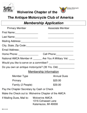 Fillable Online Wolverine Chapter of the The Antique Motorcycle Club of ...