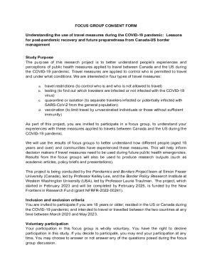 Fillable Online FOCUS GROUP CONSENT FORM Understanding the use of ...