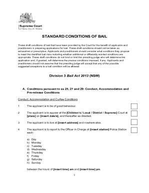Fillable Online Standard Conditions of Bail Template Fax Email Print ...