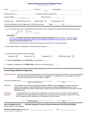 Fillable Online Human Resources Access Request Form - - Fax Email Print - pdfFiller