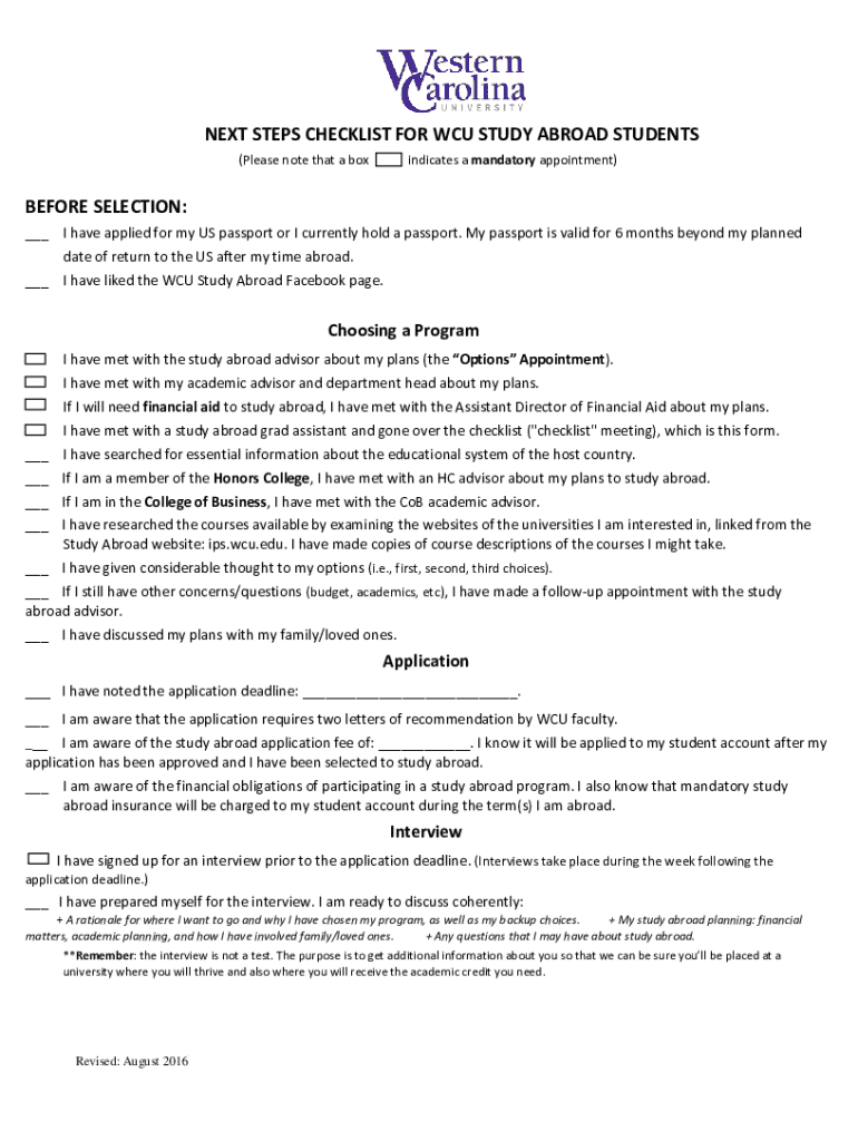 Fillable Online Western Carolina University - WCU Passport Services Fax Email Print - pdfFiller