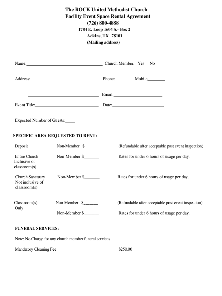 Fillable Online The Rock United Methodist Church Fax Email Print ...