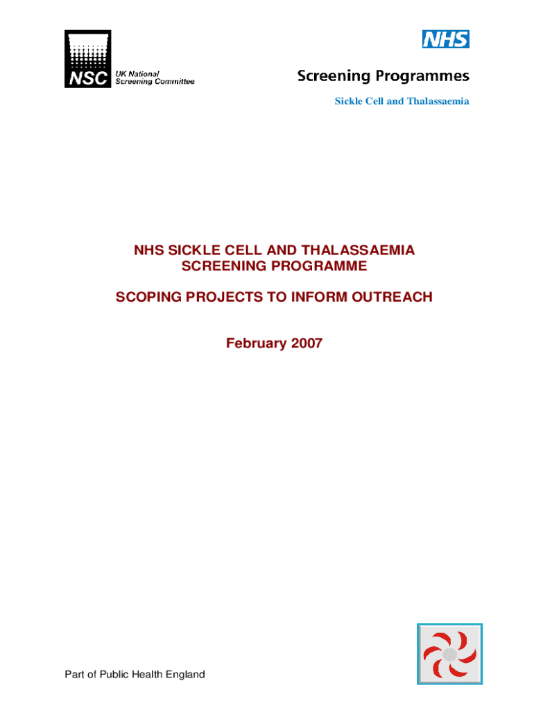 Fillable Online Sickle cell and thalassaemia (SCT) screening: programme ... Fax Email Print ...