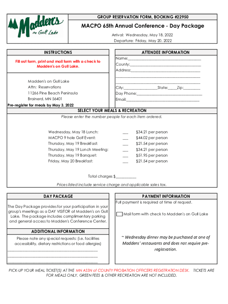 Fillable Online Conference Reservation Form Template Fax Email Print ...