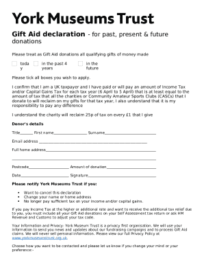 Gift Aid Declaration - THE METHODIST CHURCH Doc Template | pdfFiller