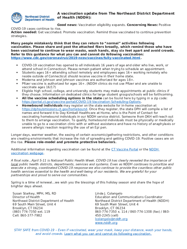 COVID-19Northeast District Department of Health Doc Template | pdfFiller