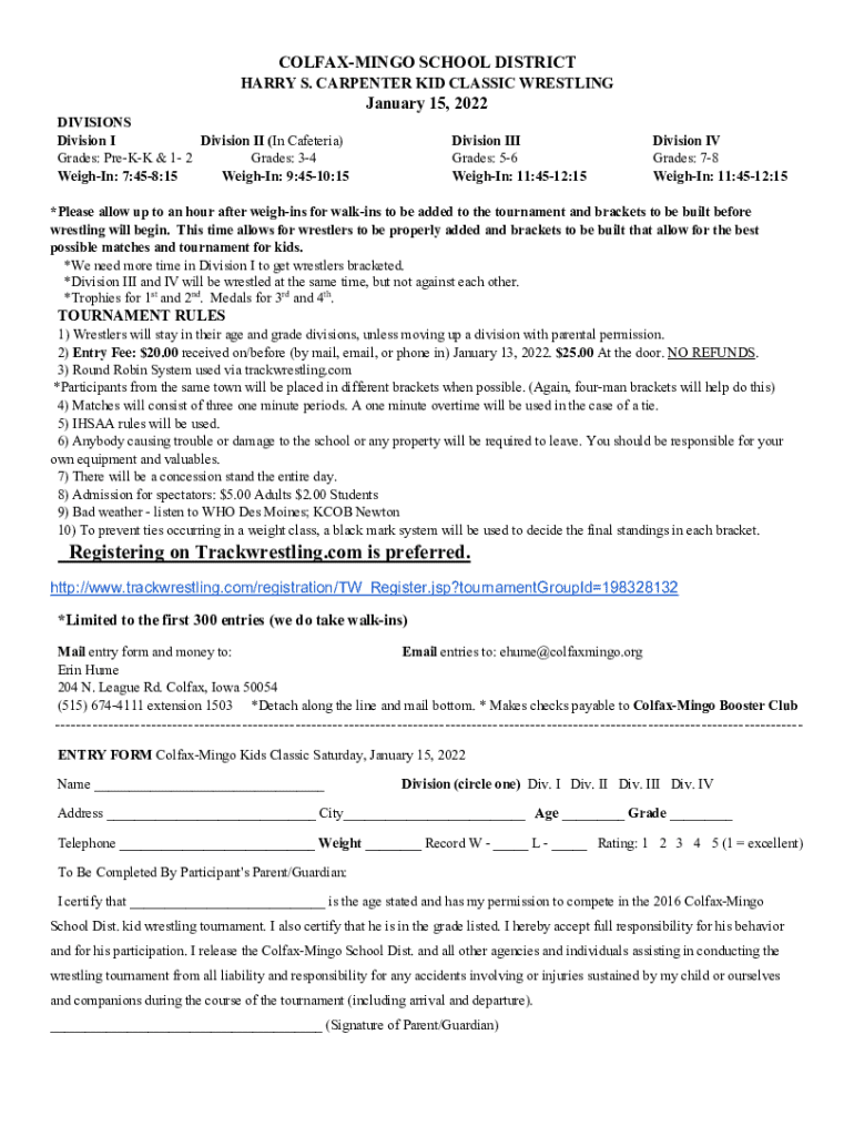 Fillable Online colfax-mingo school district - harry s. carpenter kid ...