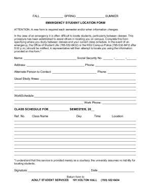 Fillable Online emergency locator form.doc Fax Email Print - pdfFiller