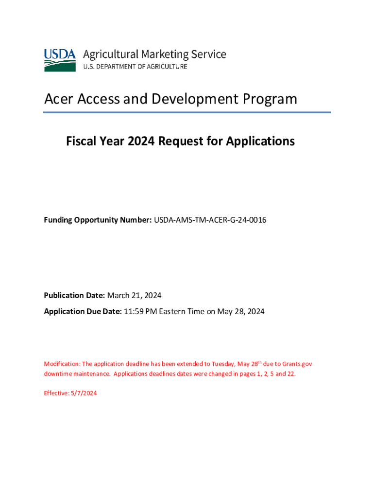 Fillable Online ACER Access and Development Program Fiscal Year 2024 ...