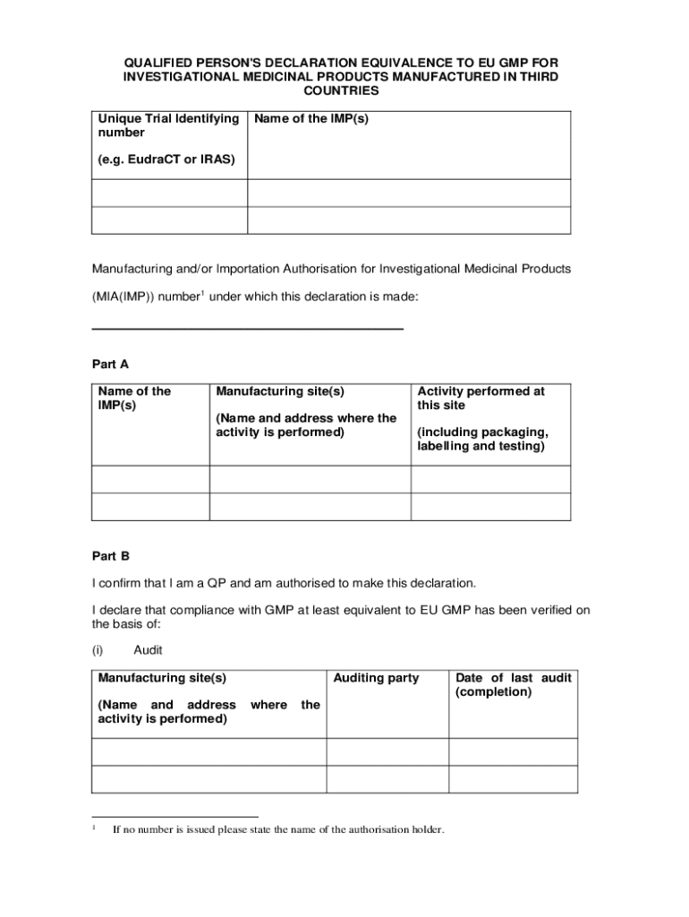 Fillable Online template for the qualified person's declaration ...