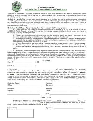 Fillable Online Affidavit for All Proposed Medical and Dental Offices ...