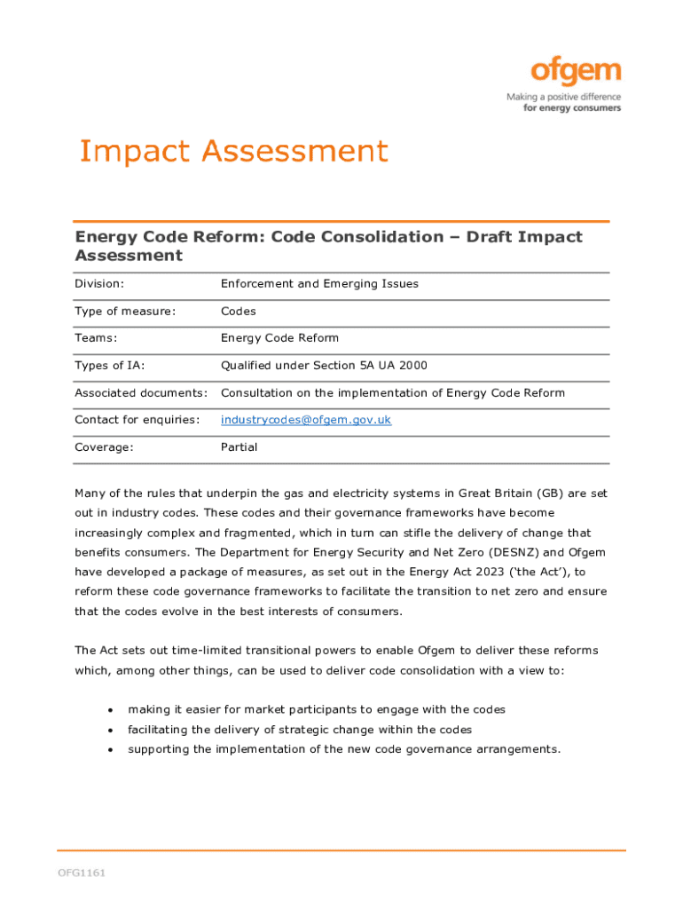 Fillable Online Energy Code Reform. Impact assessment form Fax Email ...