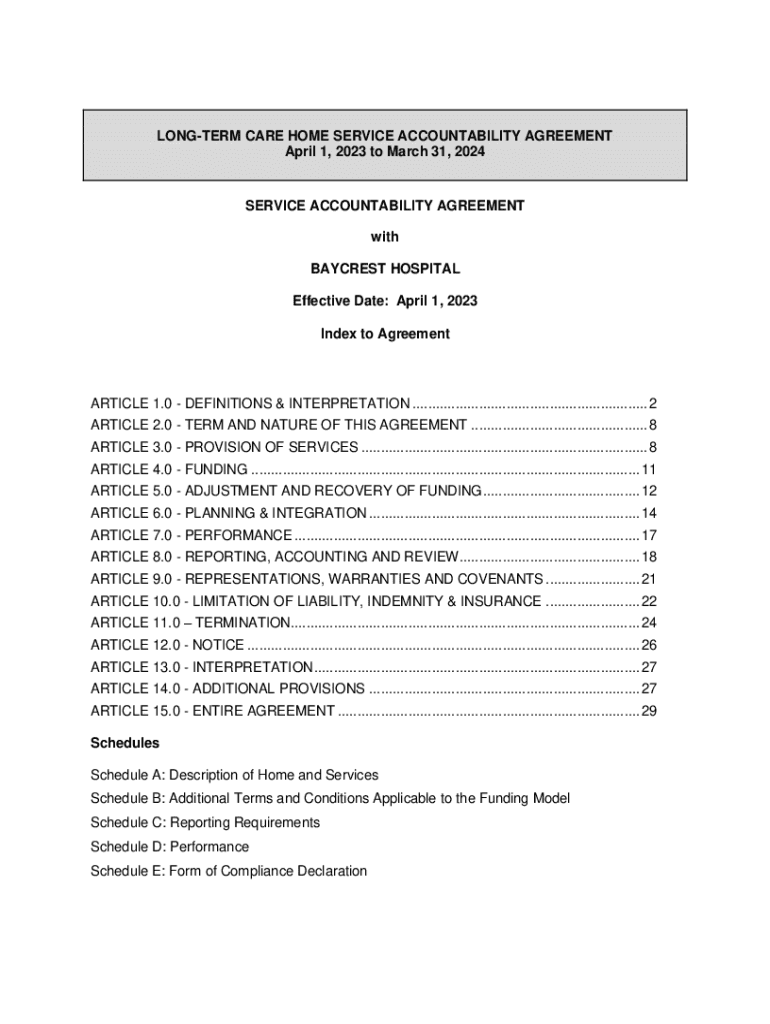 Fillable Online Hospital Service Accountability Agreement (H-SAA) Fax ...