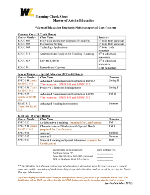 Fillable Online 12 MAED Sped Check Sheet revised Fax Email Print ...