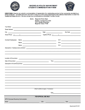 Fillable Online Police Officer Commendation / Complaint Form Fax Email ...