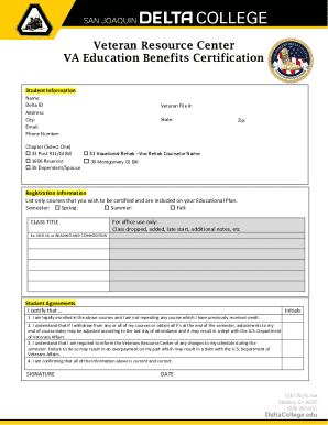 Fillable Online Veteran Resource Center VA Education Benefits ...