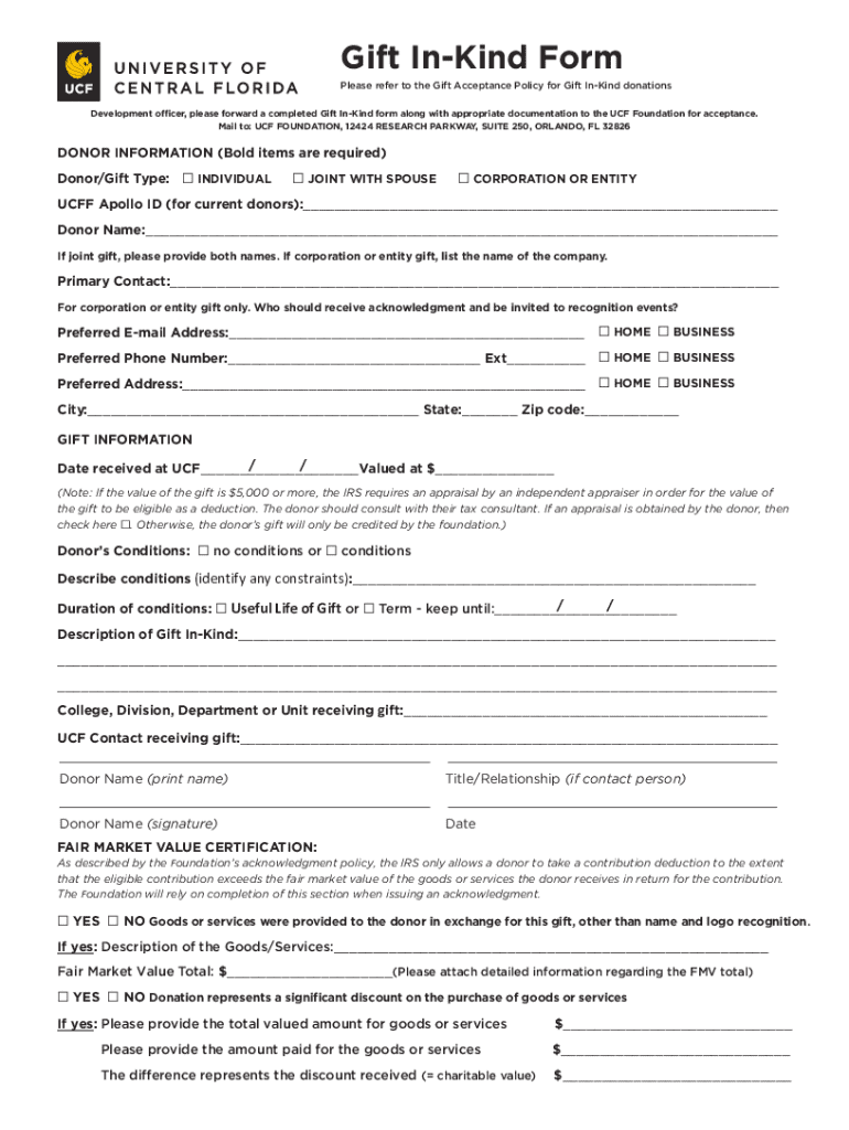 Fillable Online ASU Gift in Kind Approval Form Fax Email Print - pdfFiller
