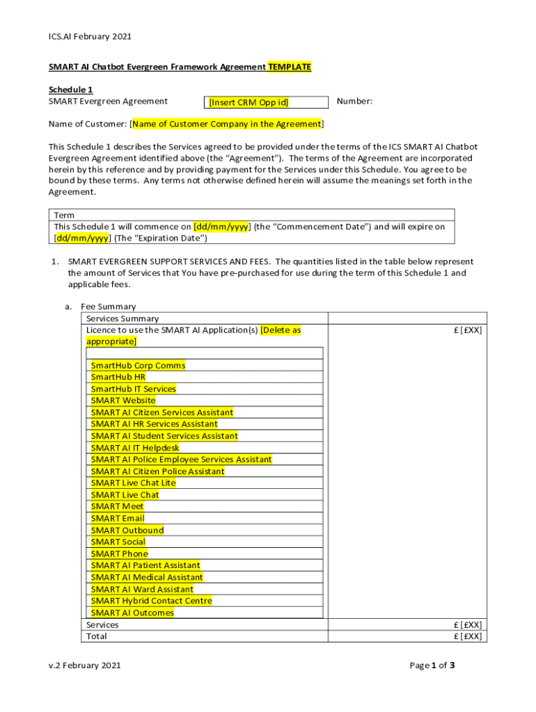 Fillable Online ICS FLEX Evergreen Agreement and Schedule Fax Email Print - pdfFiller
