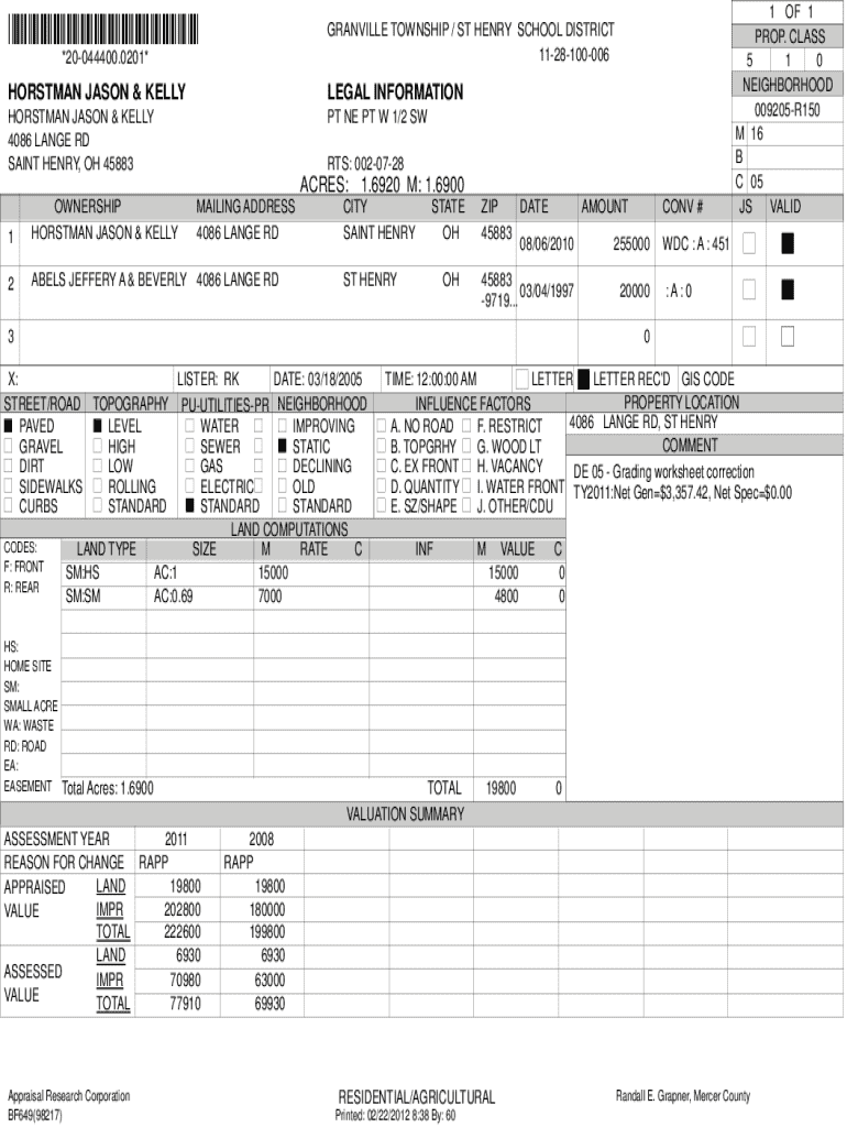 Fillable Online www2 mercercountyohio HORSTMAN JASON & KELLY LEGAL ...