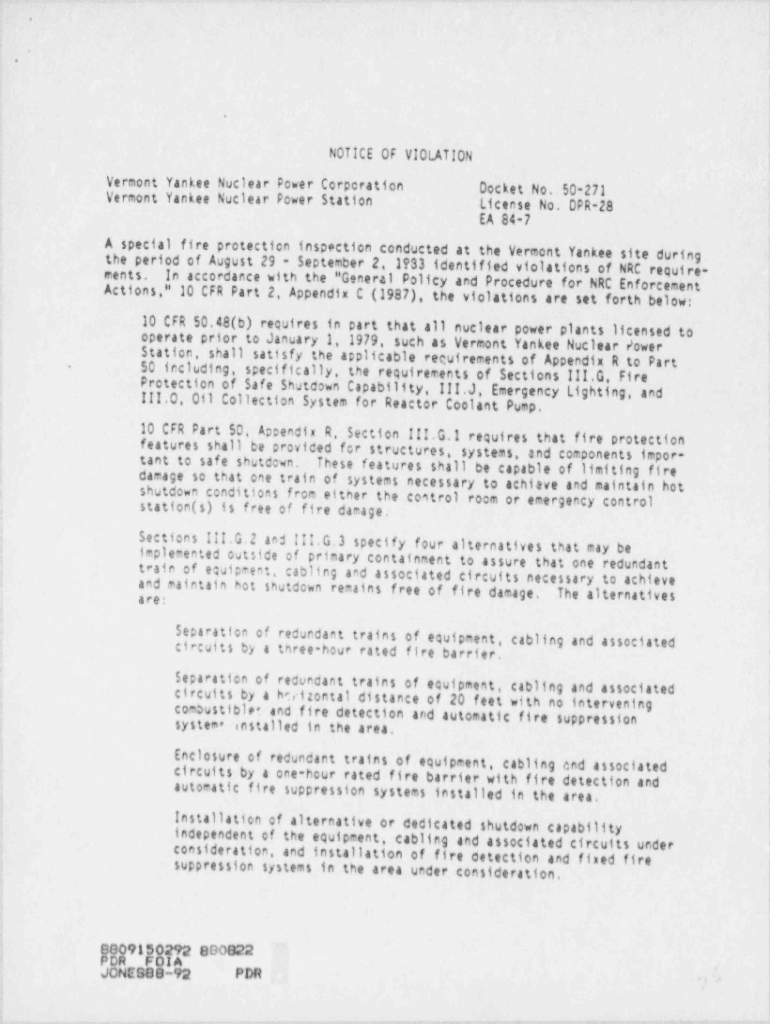 Fillable Online Notice of violation from insp on 830829-0802.Violation noted Fax Email Print ...