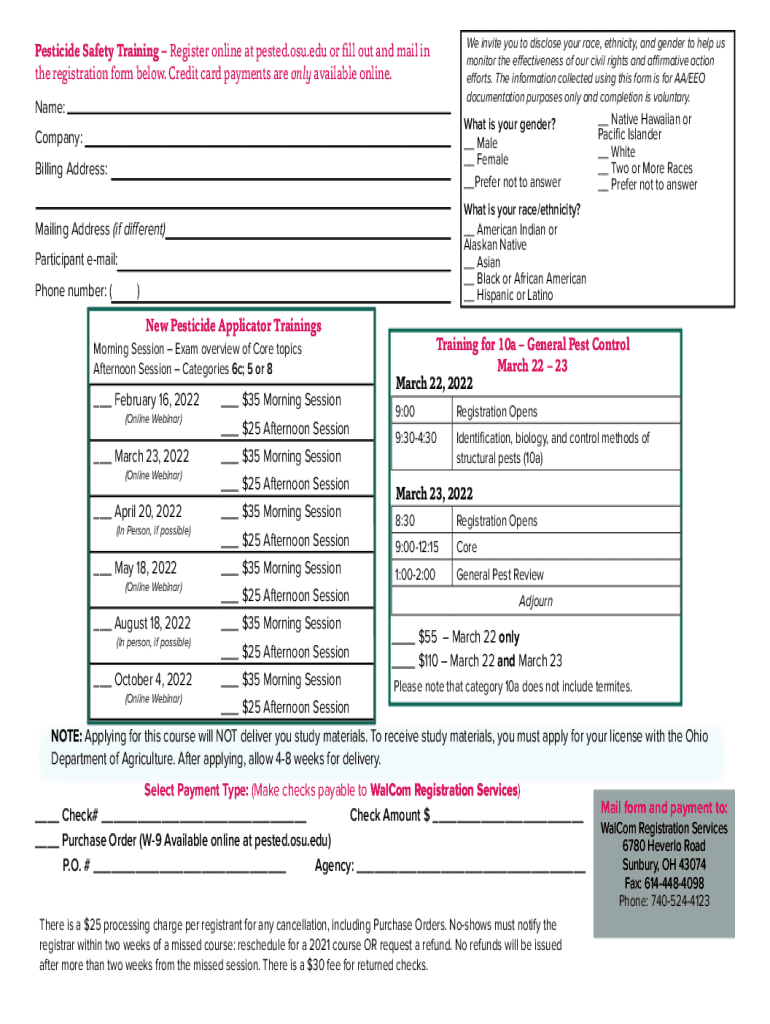 Fillable Online pested osu APPLICATION FOR PRIVATE PESTICIDE ... Fax ...