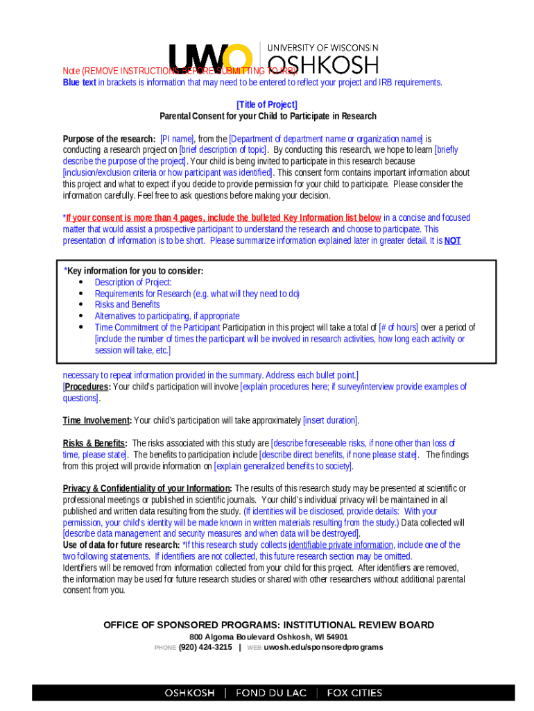 Parent / Guardian Consent Instructions Doc Template | pdfFiller
