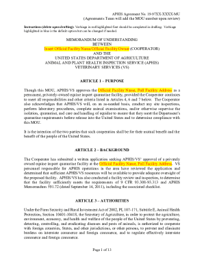 Fillable Online Memorandum of Agreement (MOA) Between DHS and USDA Fax ...