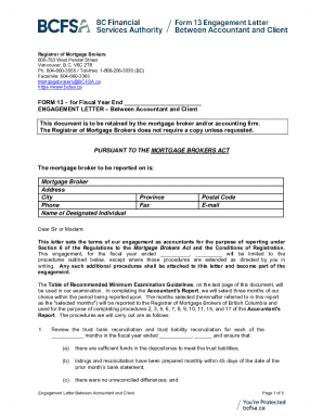 Fillable Online MB Form 13 Engagement Letter Between Accountant and ...