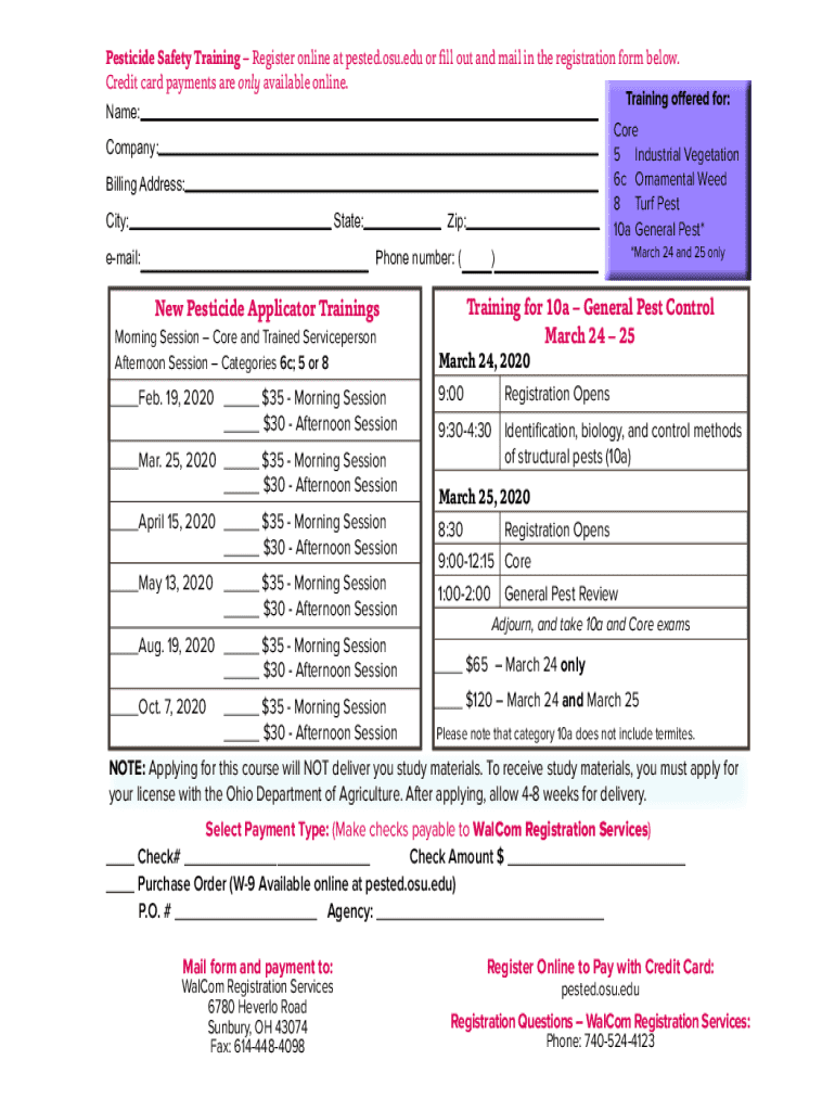 Fillable Online pested osu Pesticide Safety Training Fax Email Print ...