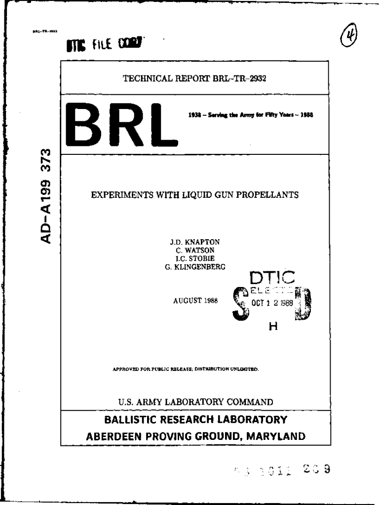 Fillable Online Experiments with Liquid Gun Propellants. Closed chamber ...