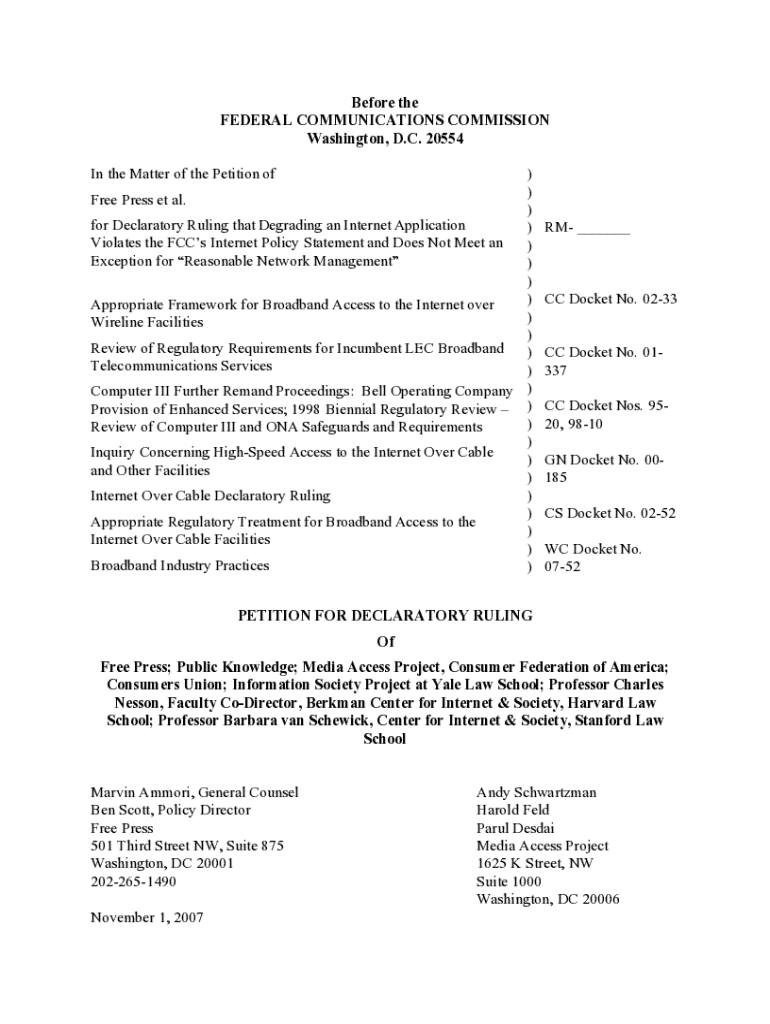 Fillable Online law stanford Federal Communications Commission FCC 24-52 Before ... Fax Email ...