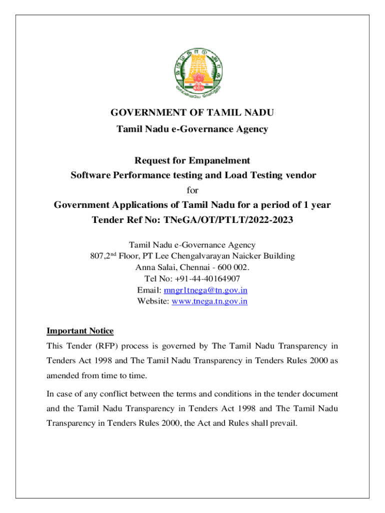 Fillable Online GOVERNMENT OF TAMIL NADU Tamil Nadu e-Governance ...