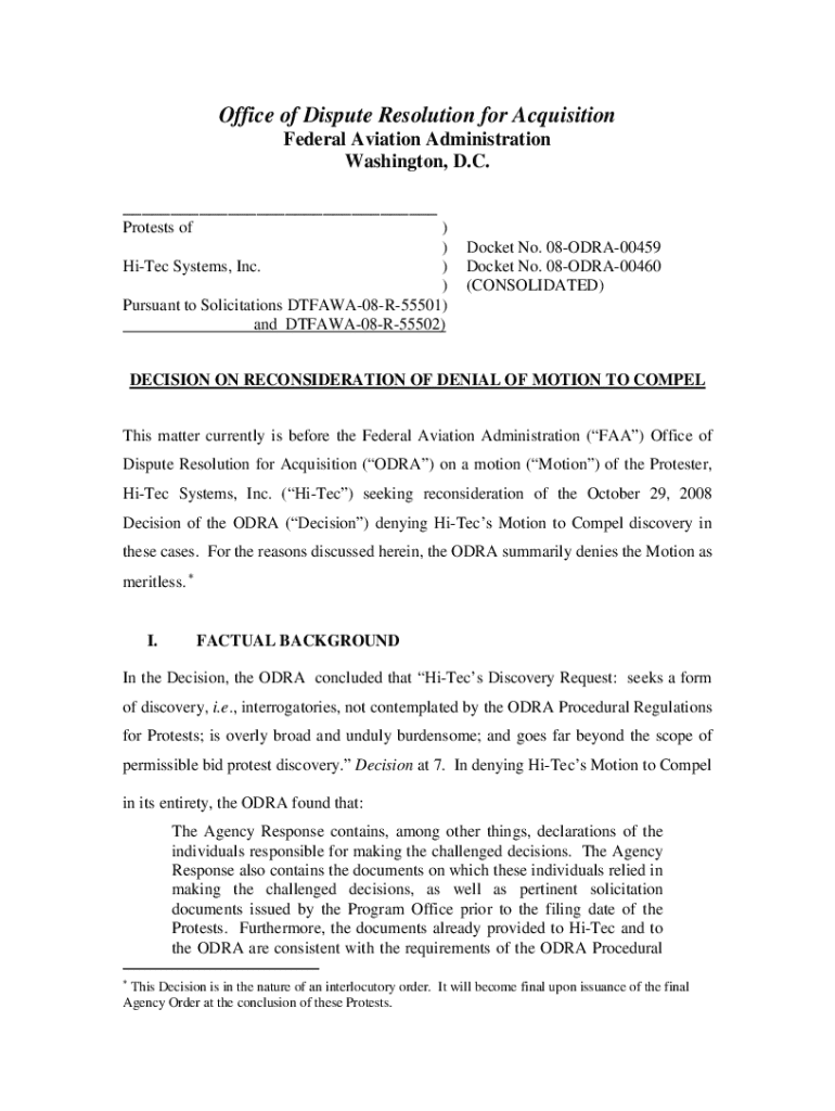 Fillable Online 14 CFR Part 17 -- Procedures for Protests and Contract ...