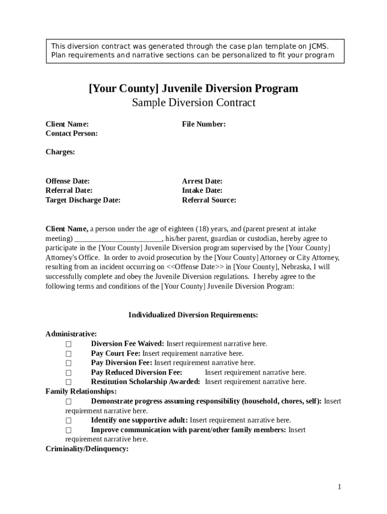 Pre-Charge Diversion Coordination and Expansion Program Doc Template | pdfFiller