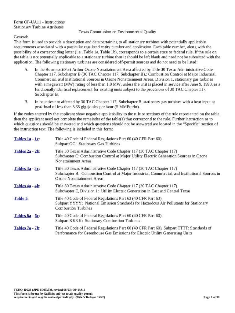 Online TCEQ- OP-UA11-Stationary Turbine ... Doc Template | pdfFiller