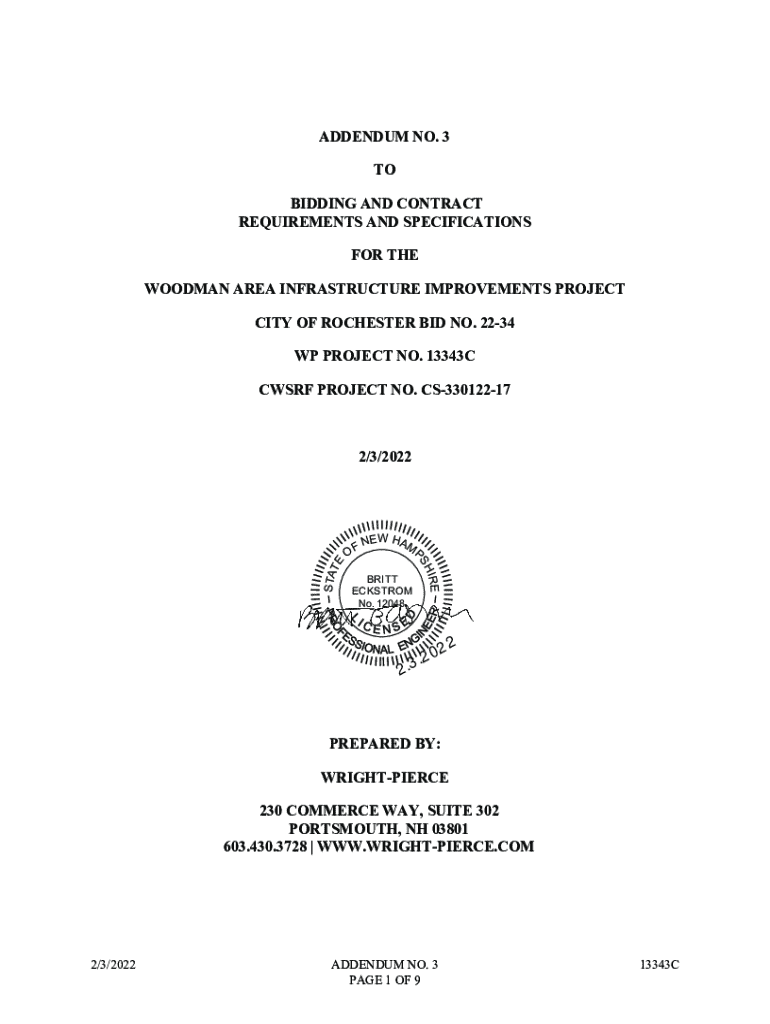Fillable Online ADDENDUM NO. 3 TO BIDDING AND CONTRACT ... Fax Email Print - pdfFiller