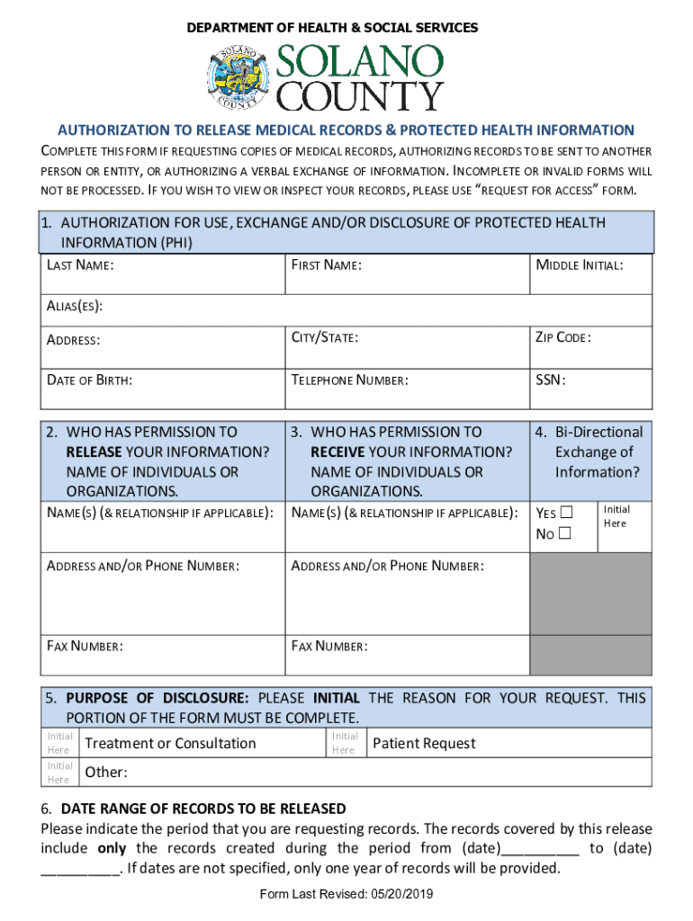 Fillable Online authorization to release medical records & protected health ... Fax Email Print ...