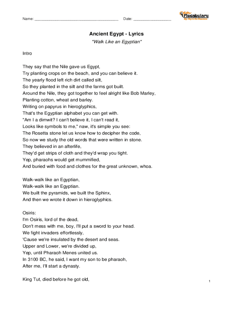 Fillable Online Flocabulary - Ancient Egypt Fax Email Print - pdfFiller