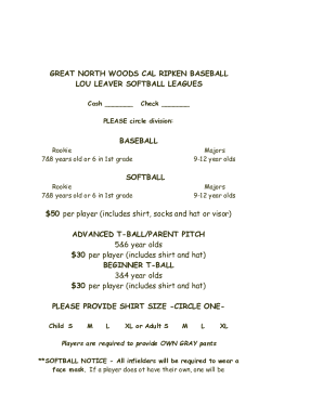 Fillable Online Baseball/Softball Forms Fax Email Print - pdfFiller