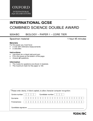 Fillable Online international gcse combined science double award ...