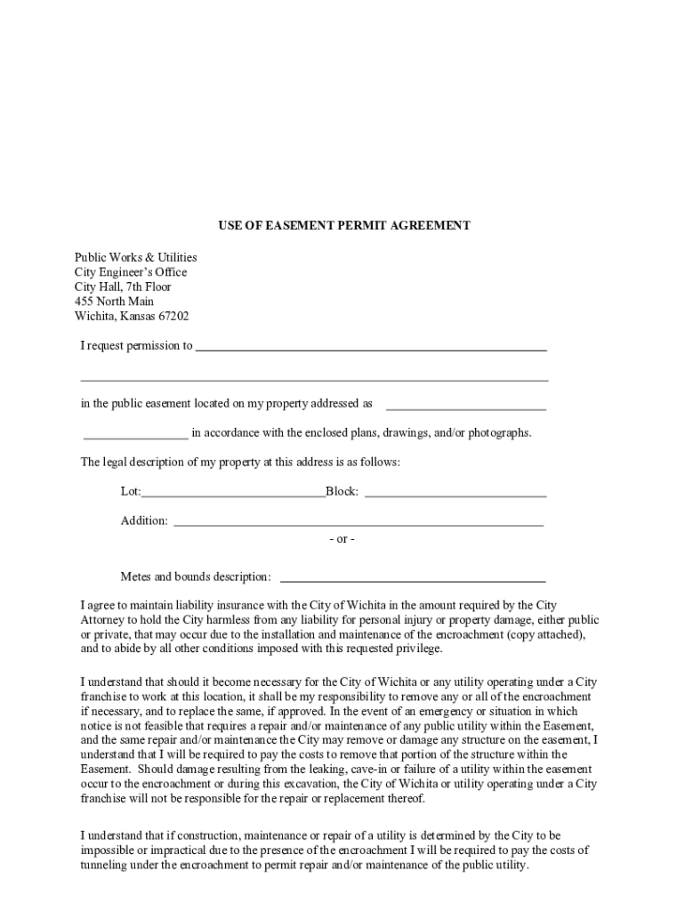 Fillable Online use of easement permit agreement Fax Email Print ...