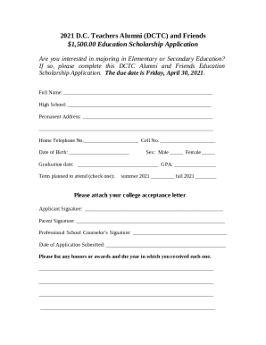 3D Scholars Program Doc Template | pdfFiller