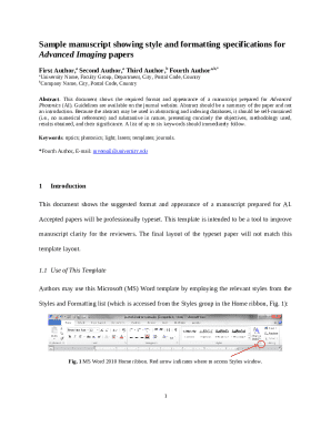 Sample manuscript showing style and atting specifications for Advanced ...
